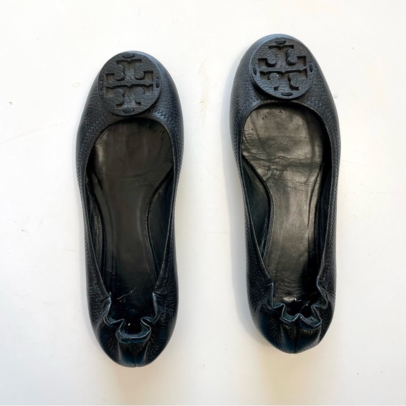 Tory Burch | Shoes | Tory Burch Reva Ballet Flat Black Tumbled Leather ...